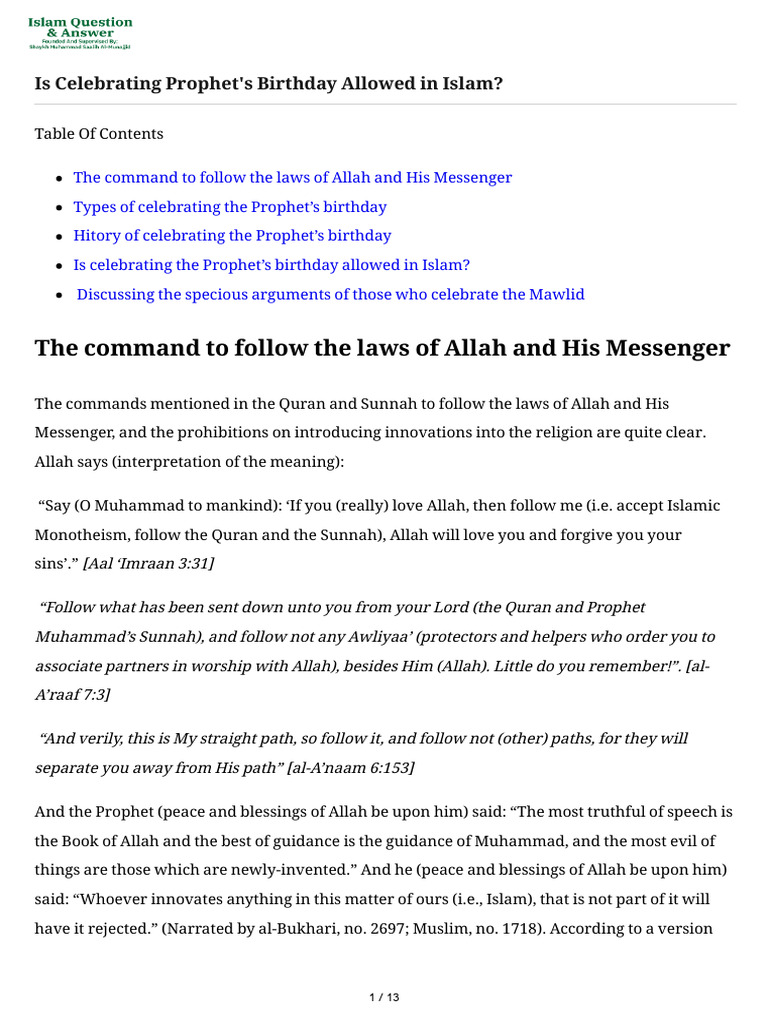 Is Celebrating Prophet S Birthday Allowed in Islam | PDF | Prophets And ...