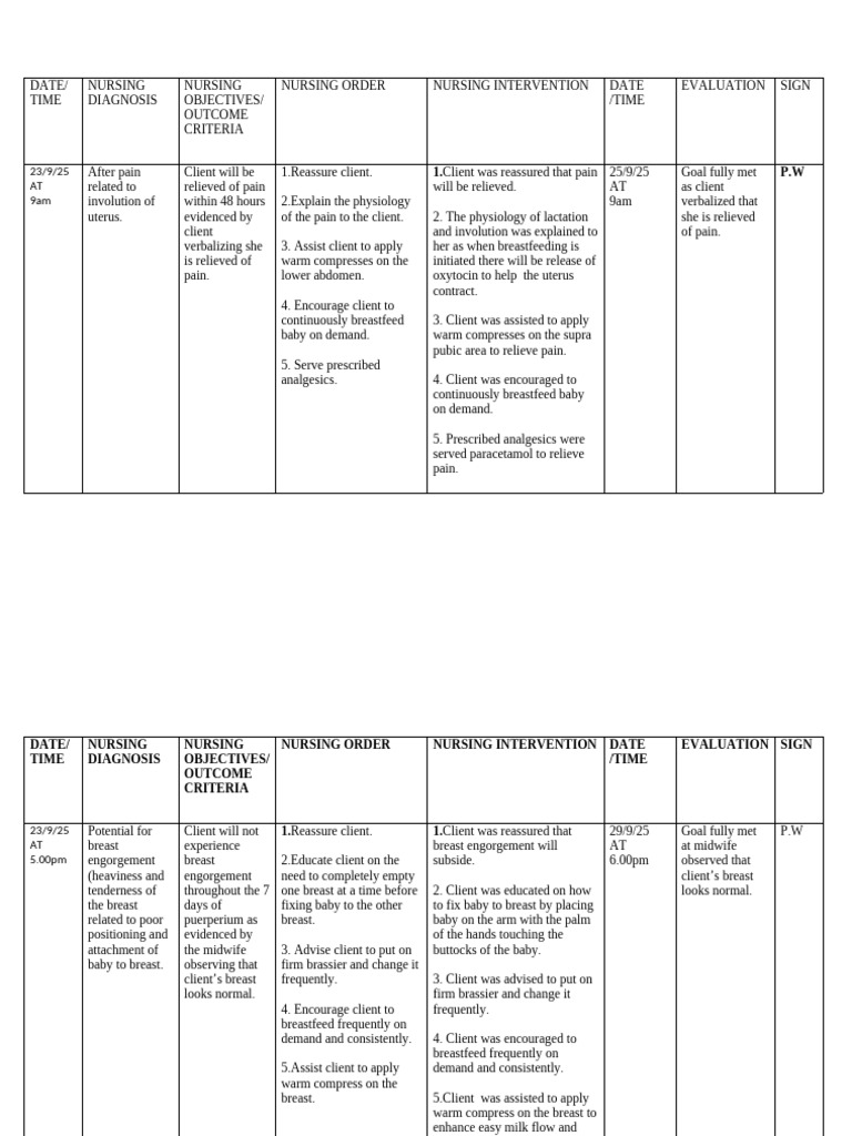 Care Plan 1 | PDF | Breastfeeding | Constipation