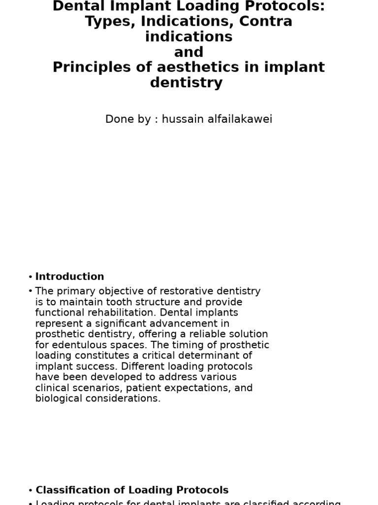 Dental Implant Loading Protocols | PDF | Dental Implant | Prosthesis
