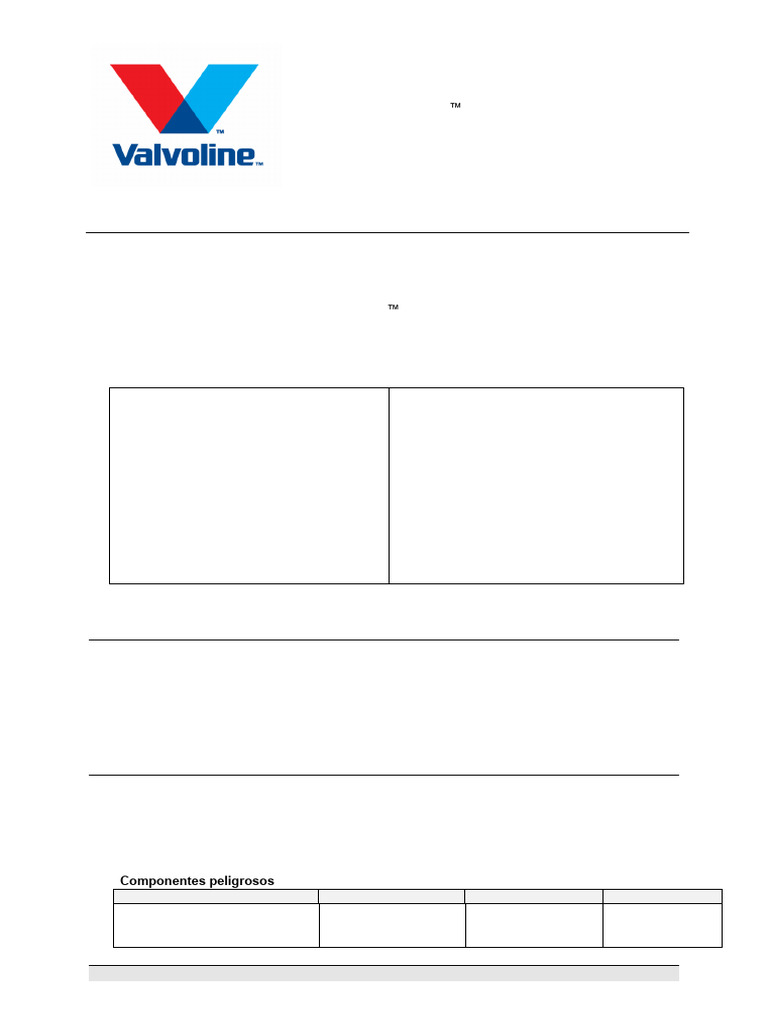 MSDS VALVOLINE FULL SYNTETIC 10W 30 API SN | PDF | Residuos | Seguridad y salud ocupacional