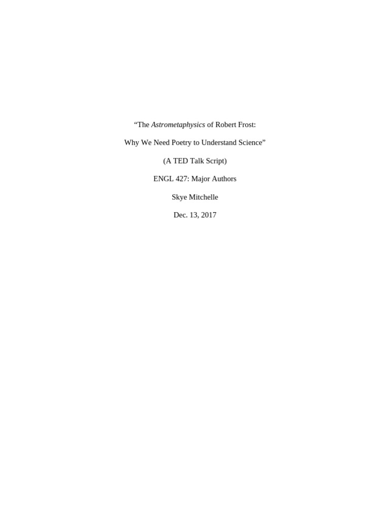 TEDtalk Script | PDF | Science | Meaning Of Life
