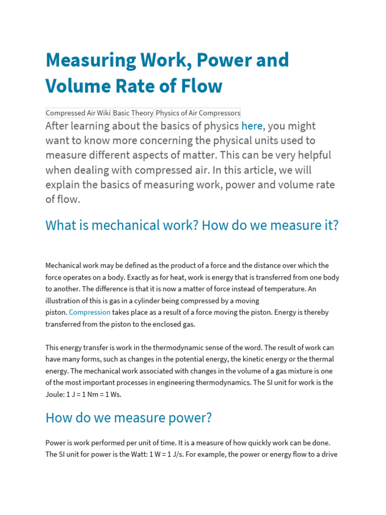 Measuring Work Power and Volume Rate of Flow | PDF | Heat | Power (Physics)