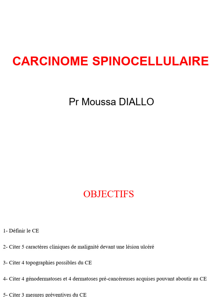 Carcinome spinocellulaire : diagnostic et traitement | PDF | Cancer ...