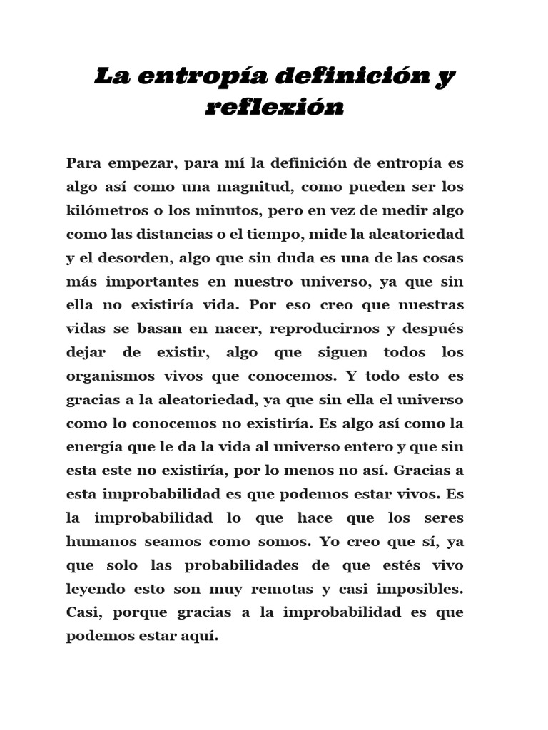 Entropía: Reflexiones sobre la Vida | PDF