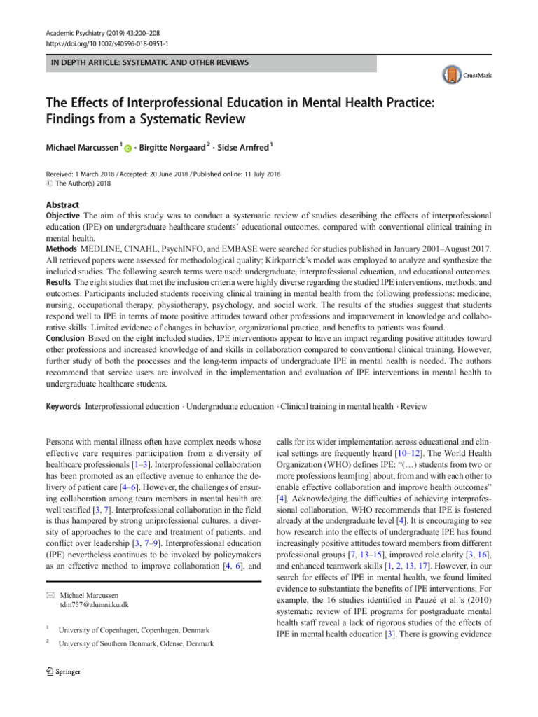 Marcussen Et Al., 2019 | PDF | Systematic Review | Mental Health