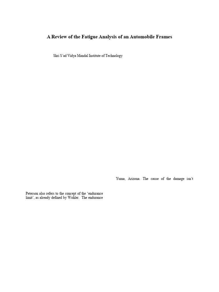 A Review of The Fatigue Analysis of An Automobile Frames | PDF ...