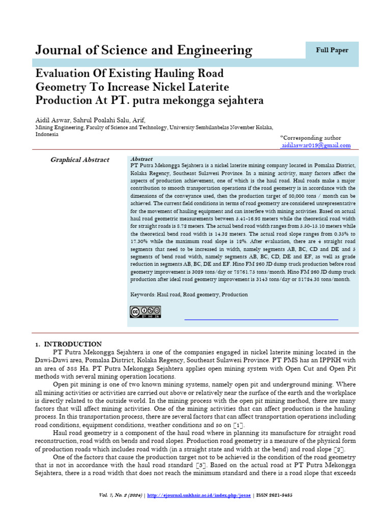 Evaluation of Existing Hauling Road Geometry To in | PDF | Length | Road