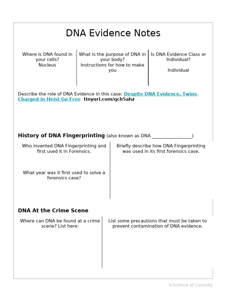 Notes For DNA Evidence | PDF | Dna Profiling | Dna