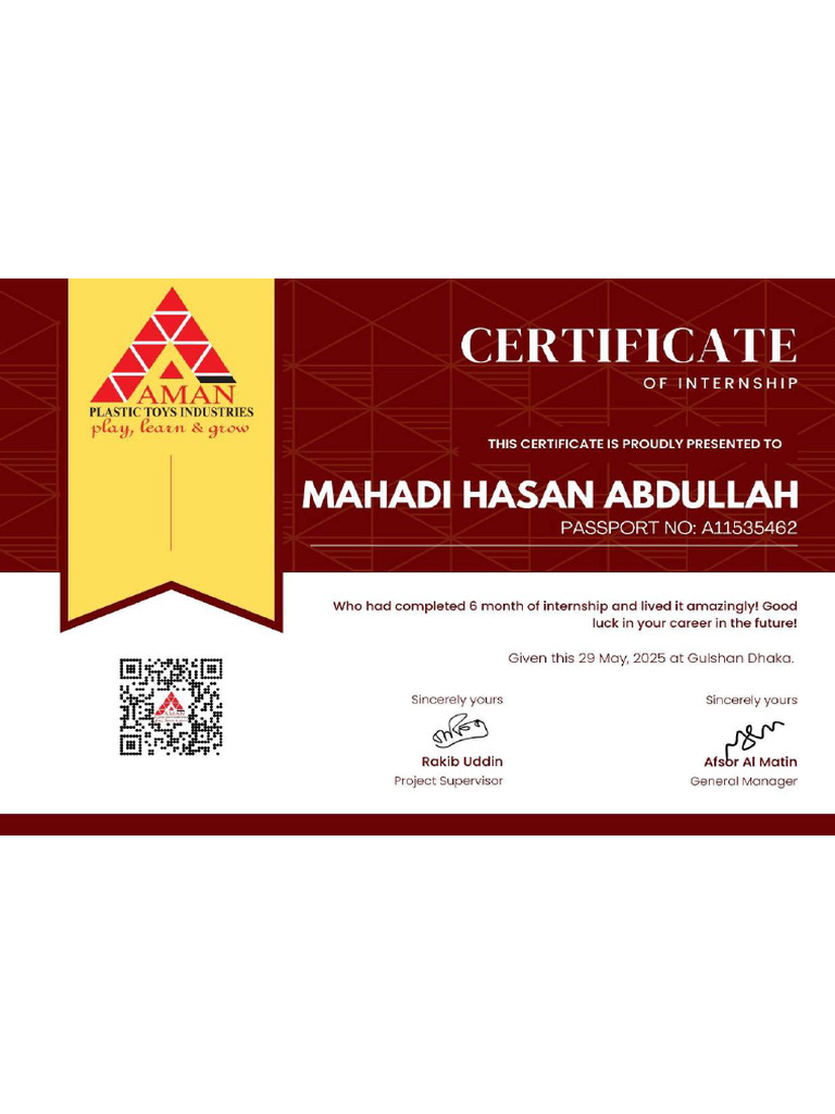 Mahadi Hasan Abdullah Cert | PDF