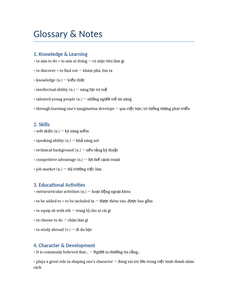 Glossary Notes | PDF