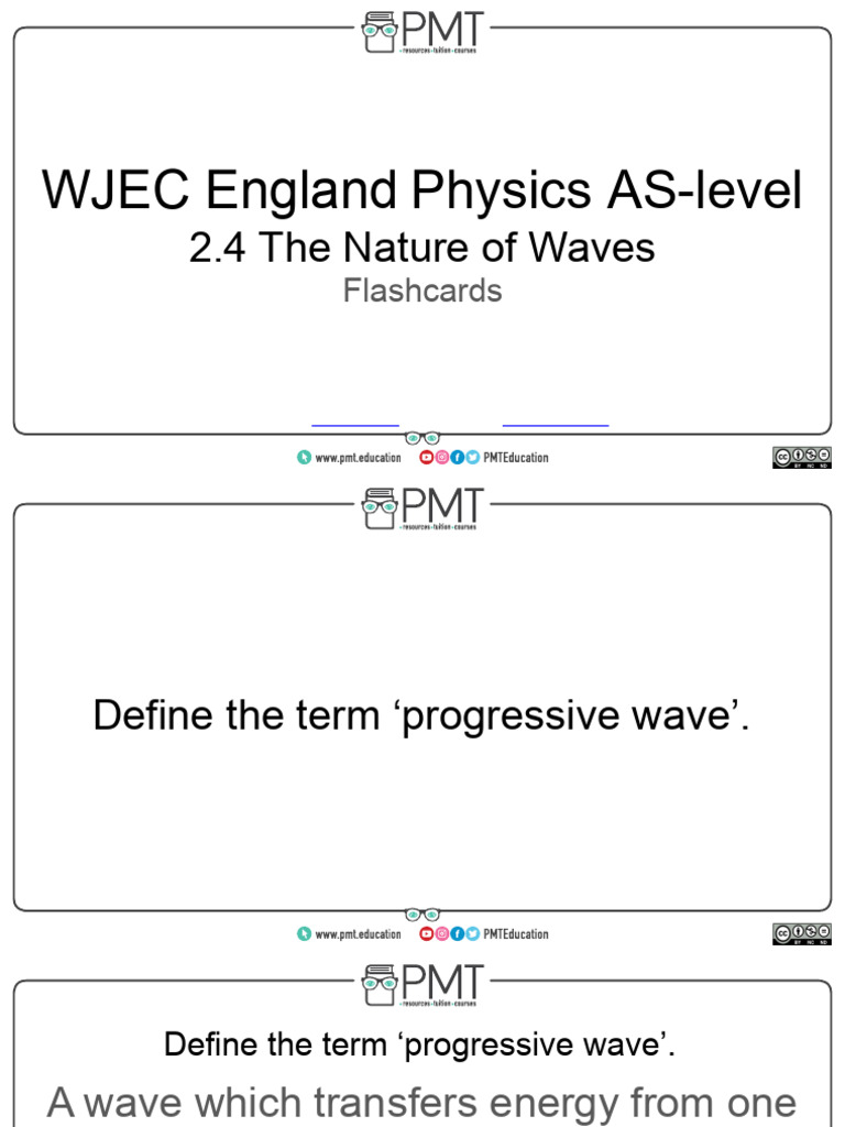 Flashcards - Topic 2.4 the Nature of Waves - WJEC (England) Physics as ...