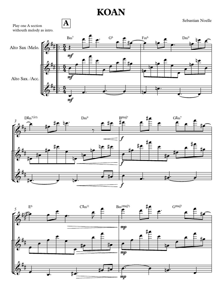 Diego Wasserman Eb Trans - KOAN (for Alto Sax) | PDF