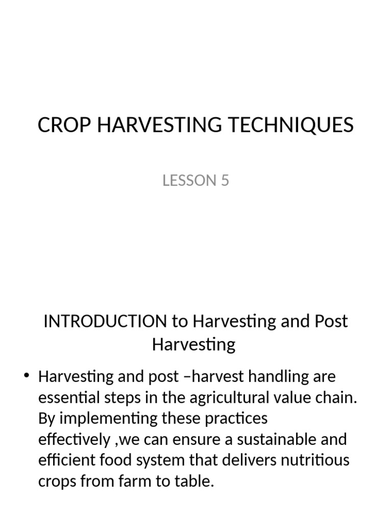 Crop Harvesting Techniques Lesson 5 | PDF | Vegetables | Harvest