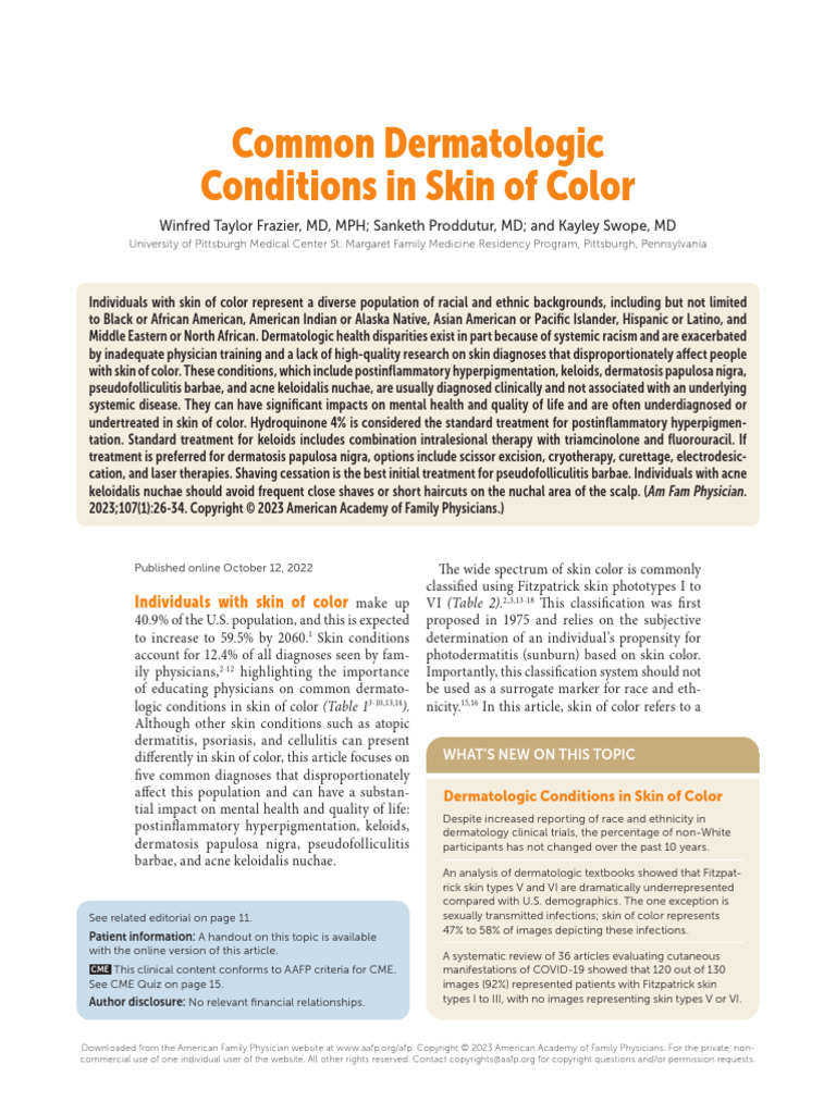 Common Skin Conditions in People of Color | PDF | Shaving | Skin