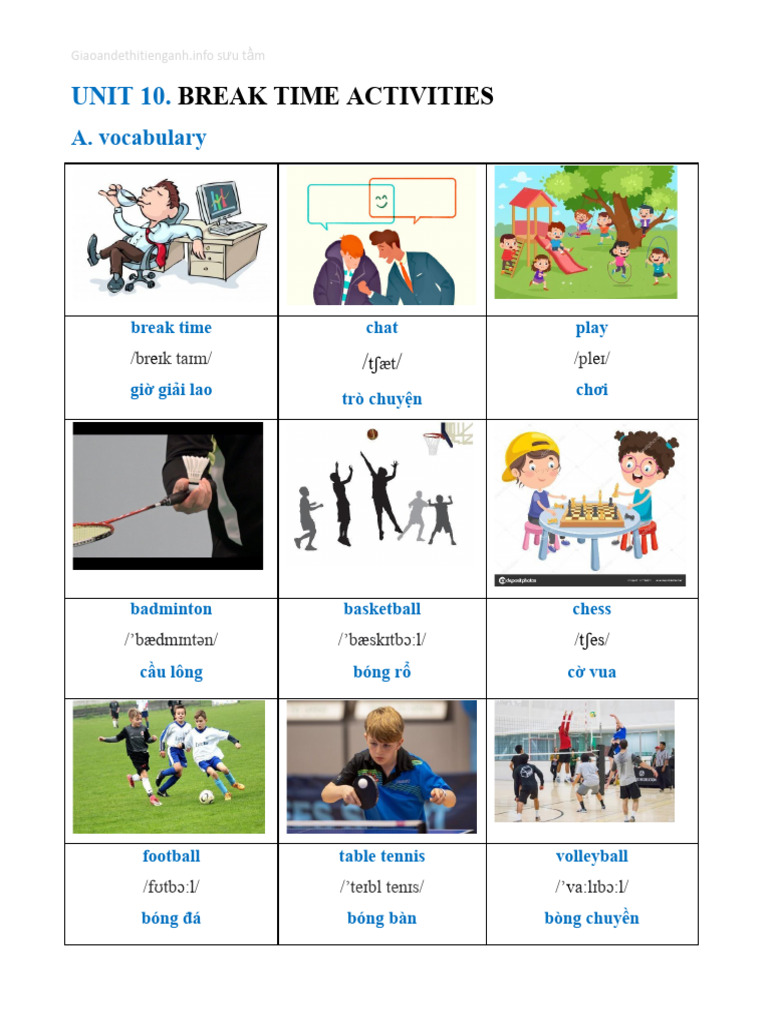 Unit 10. Break Time Activities | PDF