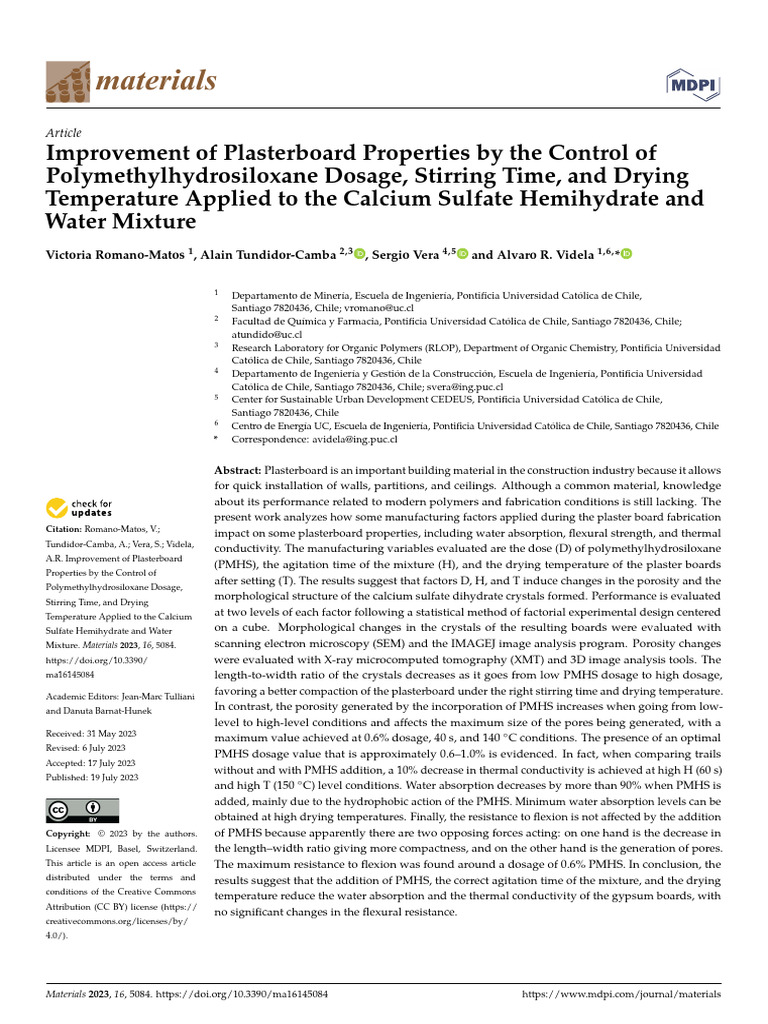 Improvement Plasterboard by Control | PDF | Solvation | Porosity