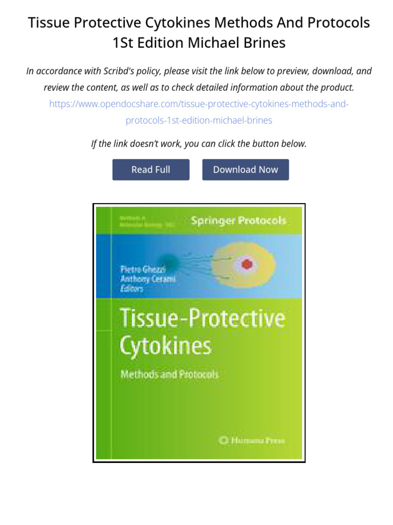Tissue Protective Cytokines Methods and Protocols 1st Edition Michael ...