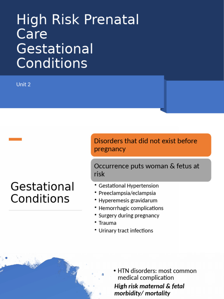 Unit 2 High Risk Prenatal Care Nov 2021 | PDF | Coagulation | Maternal ...