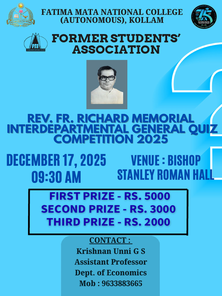 Fr Richard Memorial Interdepartmental Quiz Flyer | PDF