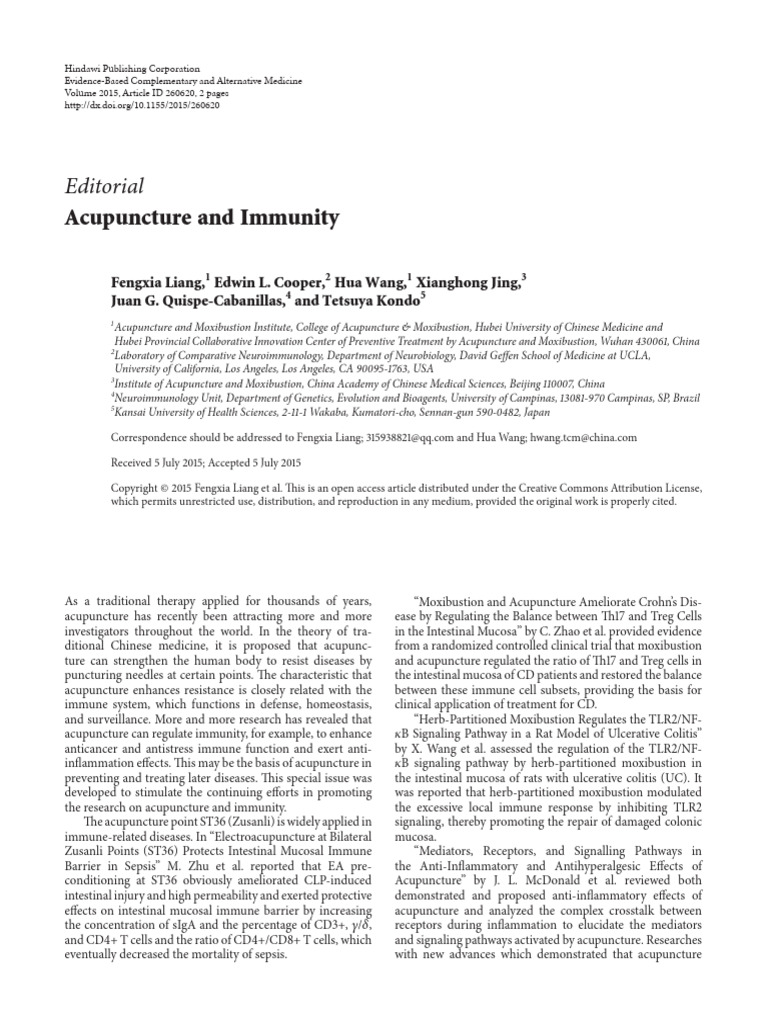 Acupuncture and Immunity | PDF | Acupuncture | Inflammation