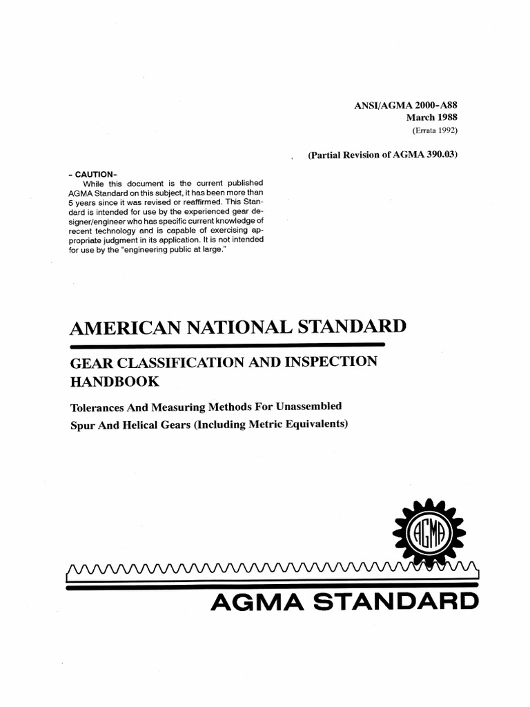 AGMA 2000 A88 - Glassification and Inspection Handbook | PDF