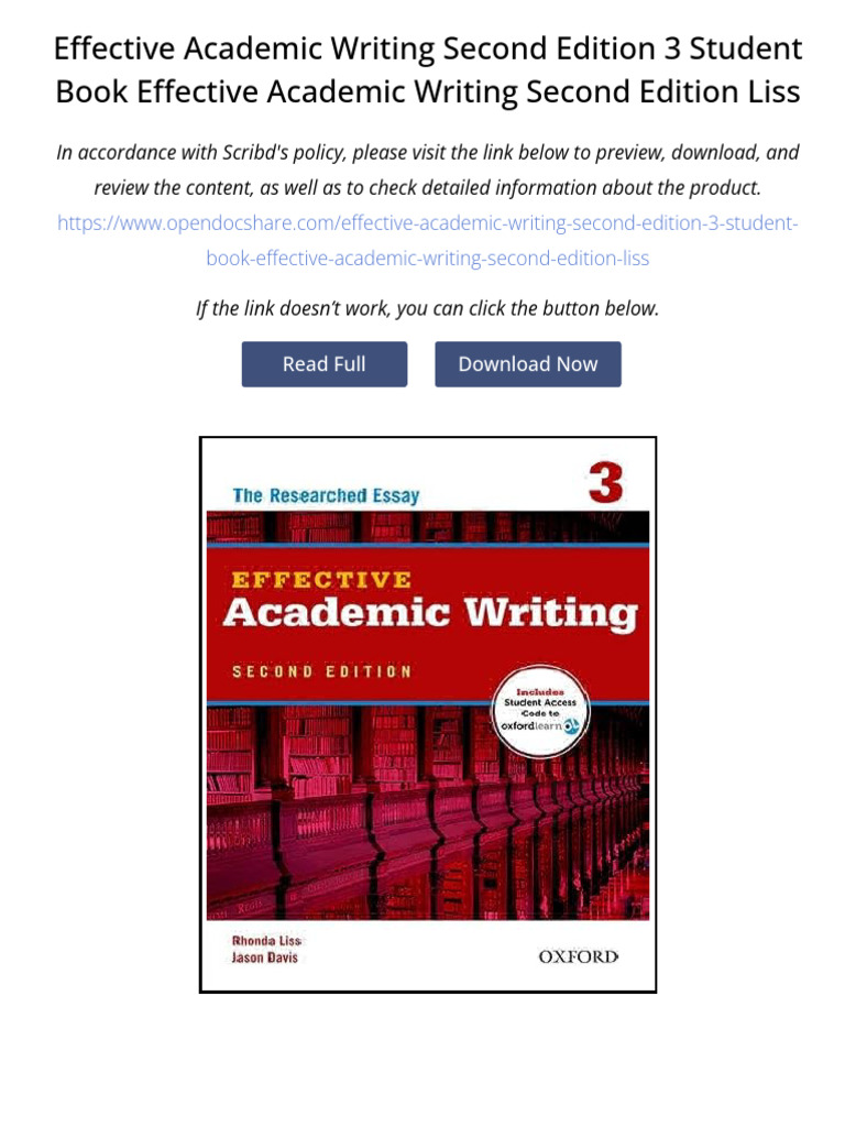 Effective Academic Writing Second Edition 3 Student Book Effective ...