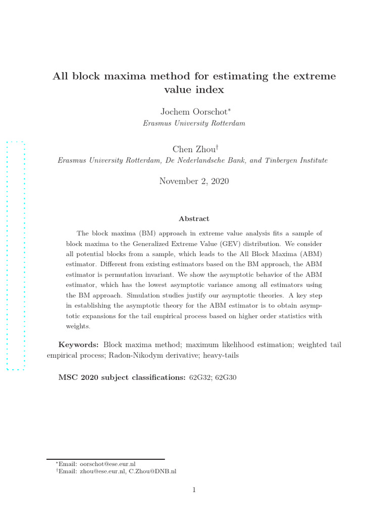 (Oorschot 2020) All Block Maxima Method for Estimating the Extreme ...