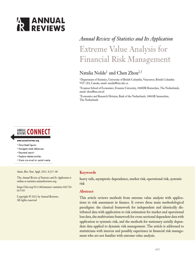 (Nolde & Zhou 2021) Extreme Value Analysis for Financial Risk ...