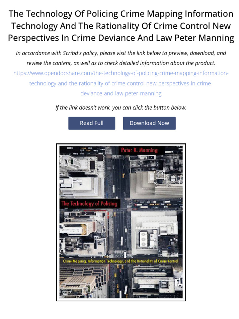 The Technology of Policing Crime Mapping Information Technology and The ...