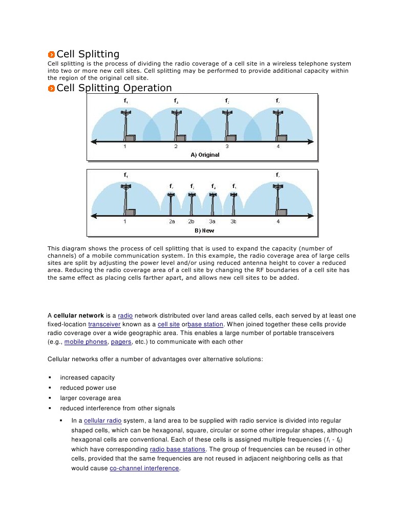 Cell Splitting | Cellular Network | Radio