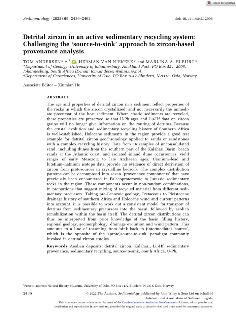 Andersen Et Al., 2022, Detrital Zircon in an Active Sedimentary ...