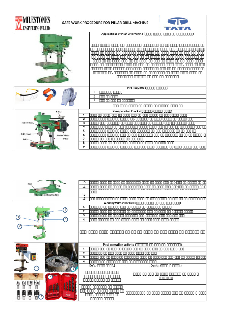 Visual Swp for Pillar Drill Machine | PDF