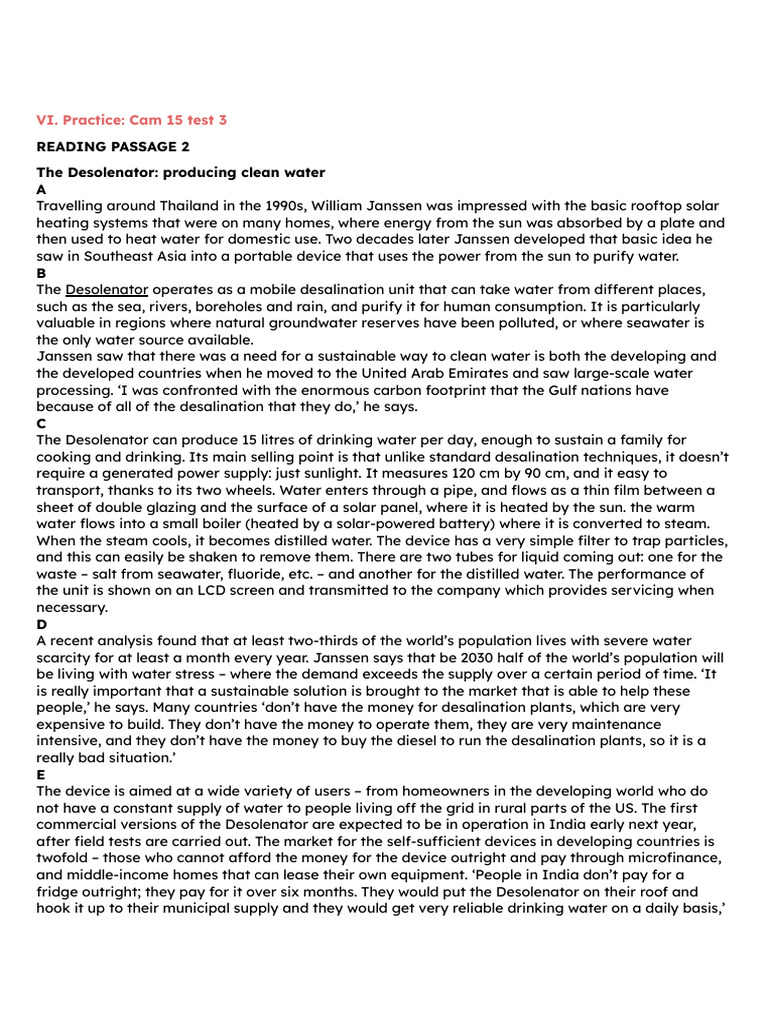 The Desolenator - Producing Clean Water | PDF | Water | Desalination