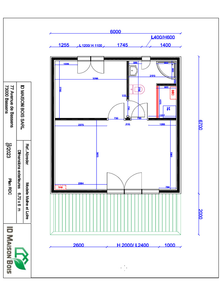 Mjd 6.7 x 6 Ml, Modele Maine Et Loire, Ref Abreder, Plan Coupe Rdc | PDF