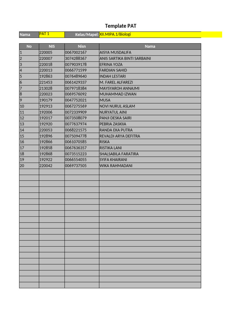 Template PAT XII.mipa.1 Biologi | PDF
