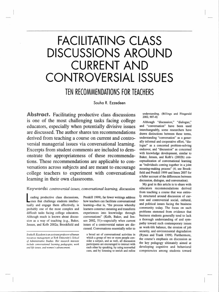 10 Tips for Discussing Controversial Issues | PDF | Teachers | Learning