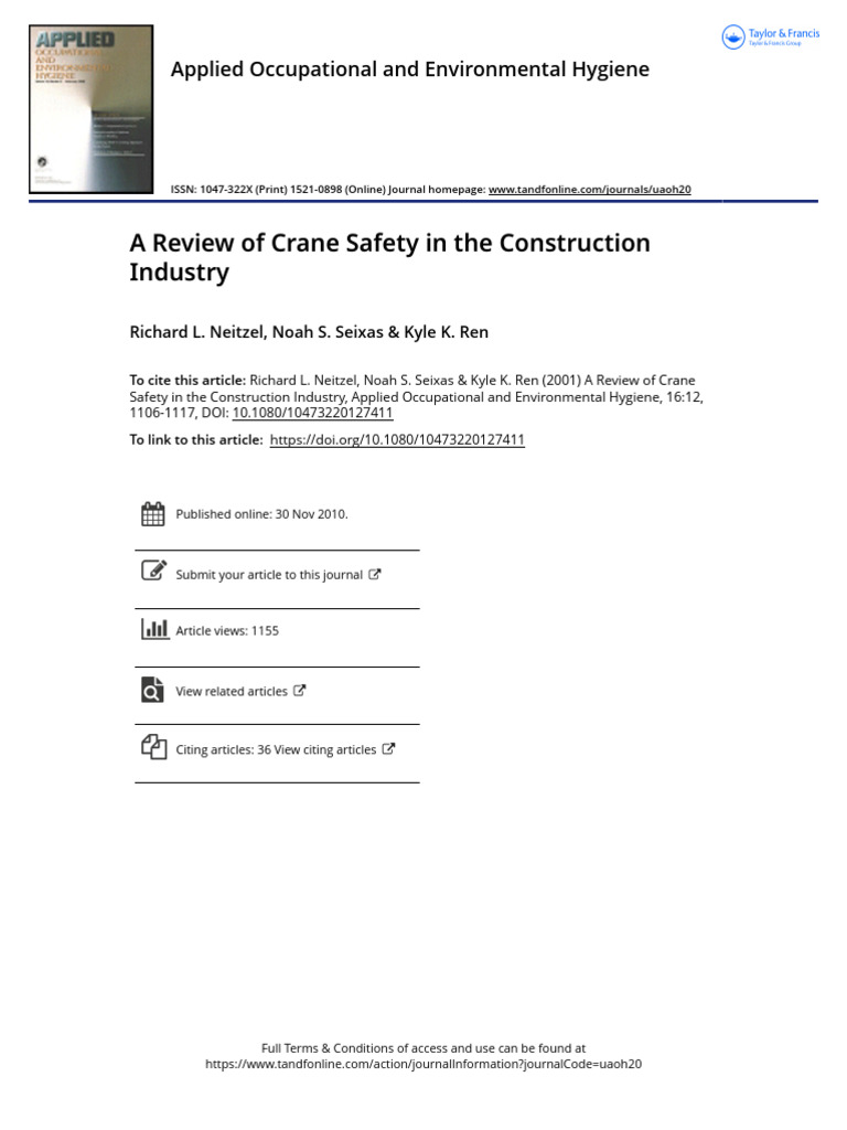 A Review of Crane Safety in the Construction Industry | PDF | Crane ...
