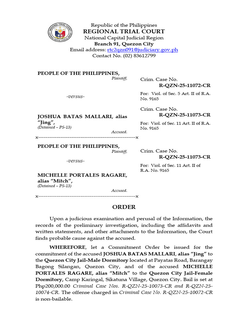 R-QZN-25-11072-74-CR_Joshua Batas Mallari and Michelle Portalles_DRUGS ...