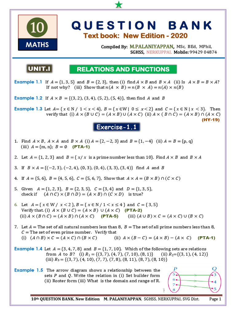10th Question Bank.em.1.New Edition 2020-1 | PDF | Zero Of A Function ...