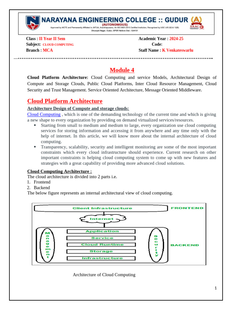 Module 4 - Cloud Platform Architecture | PDF | Cloud Computing ...