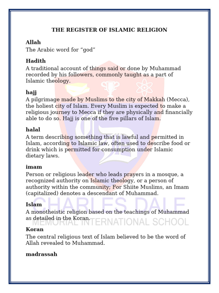 Notes On The Register of Islamic Religion | PDF | Quran | Islam
