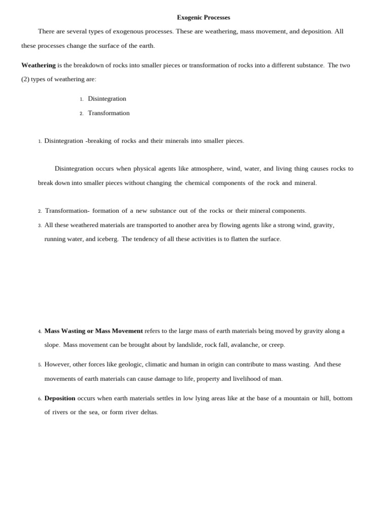 Exogenic Processes Module | PDF | Weathering | Rock (Geology)