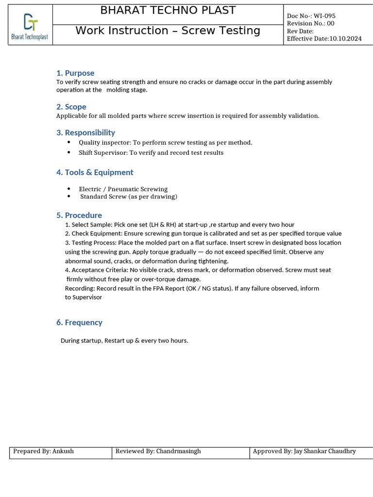 95 - Screw Testing | PDF