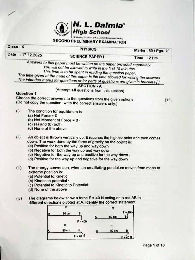 Physics Second Prelim Paper 2025 | PDF