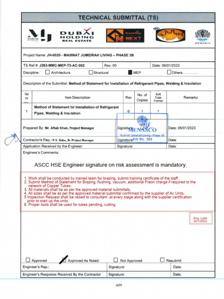 J263 MMC Mep TS Ac 002 | PDF | Pipe (Fluid Conveyance) | Pressure