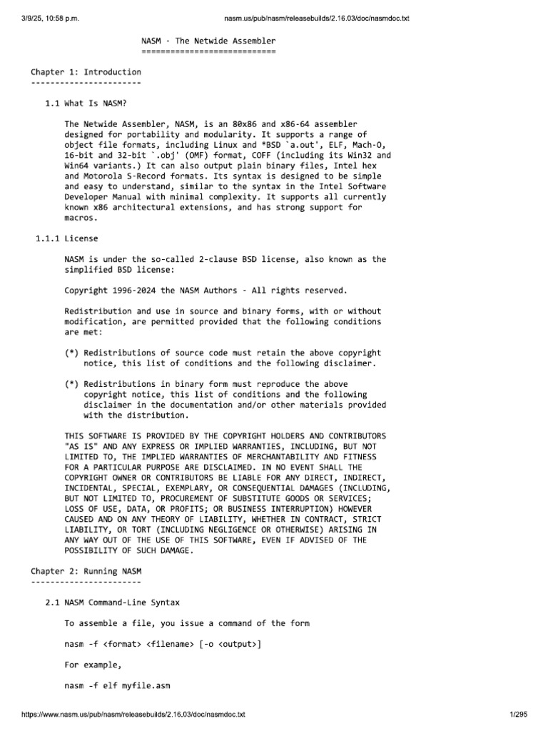 NASM - The Netwide Assembler | PDF