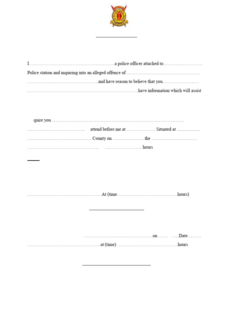 Kenya Police Attendance Requisition Form | PDF