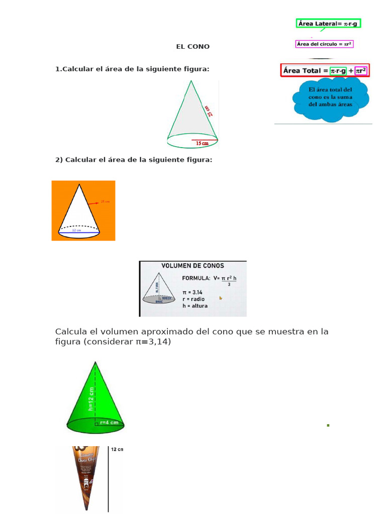 El Cono Area y Volumen | PDF