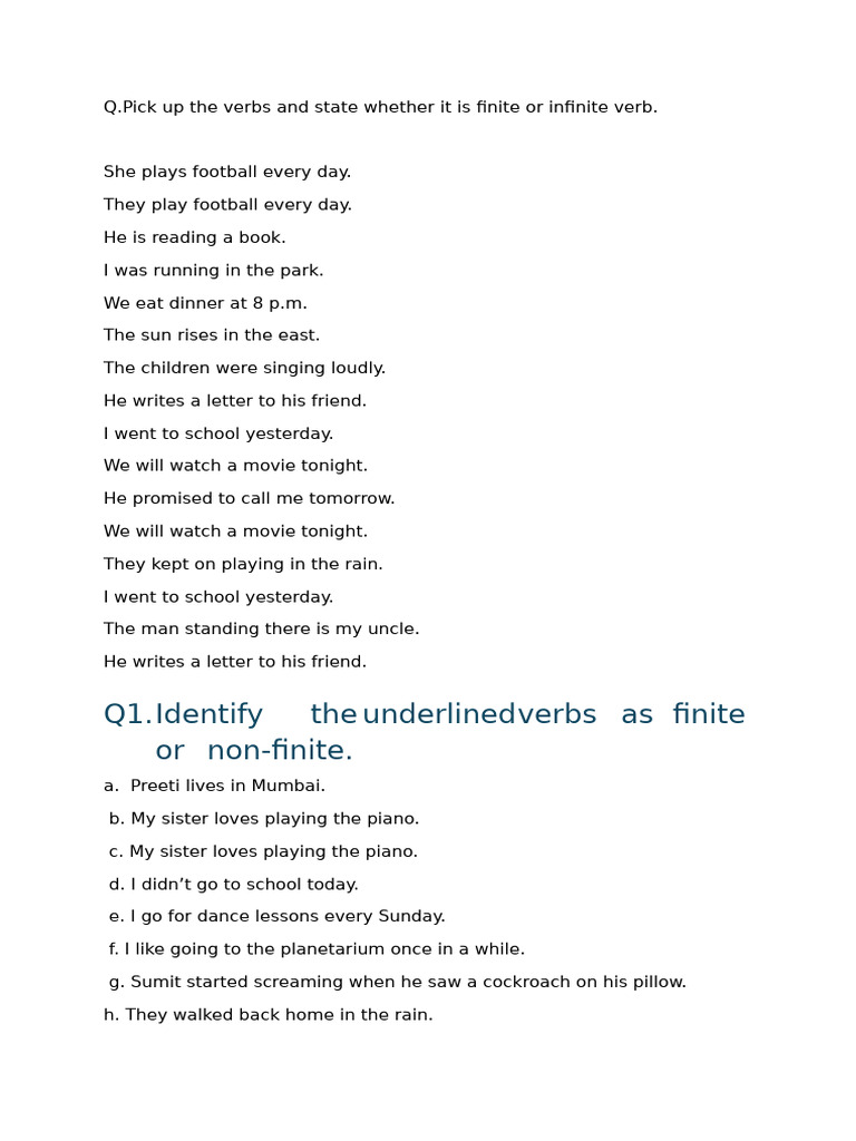 Finite and Infinite Verbs | PDF