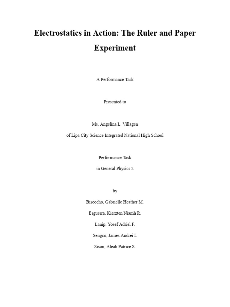 Exploring Electrostatics: Ruler Experiment | PDF | Electric Charge | Force